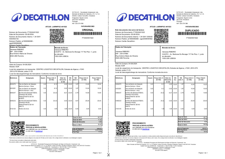 Decathlon Invoice 12400410000453142 | PDF