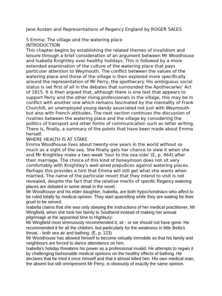 Jane Austen and Representations of Regency England | PDF