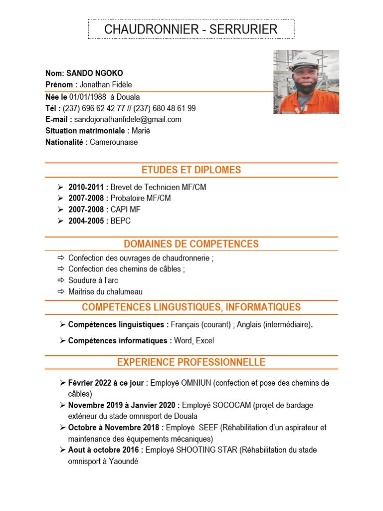 CV2 SANDO NGOKO Jonathan Fidèle | PDF