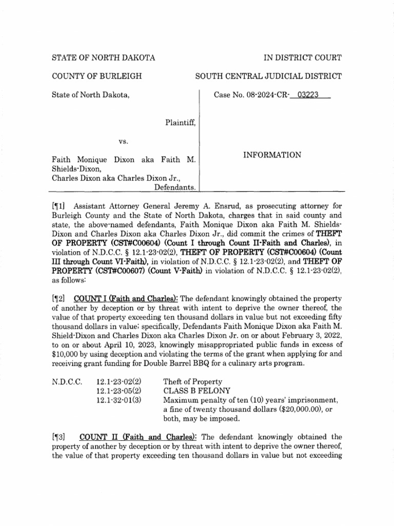 Faith Shields-Dixon and Charles Dixon Charges | PDF