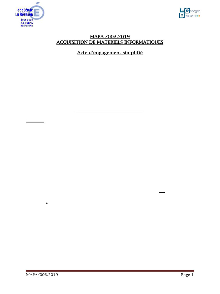 Acte D'engagement Mapa 003 2019 | PDF