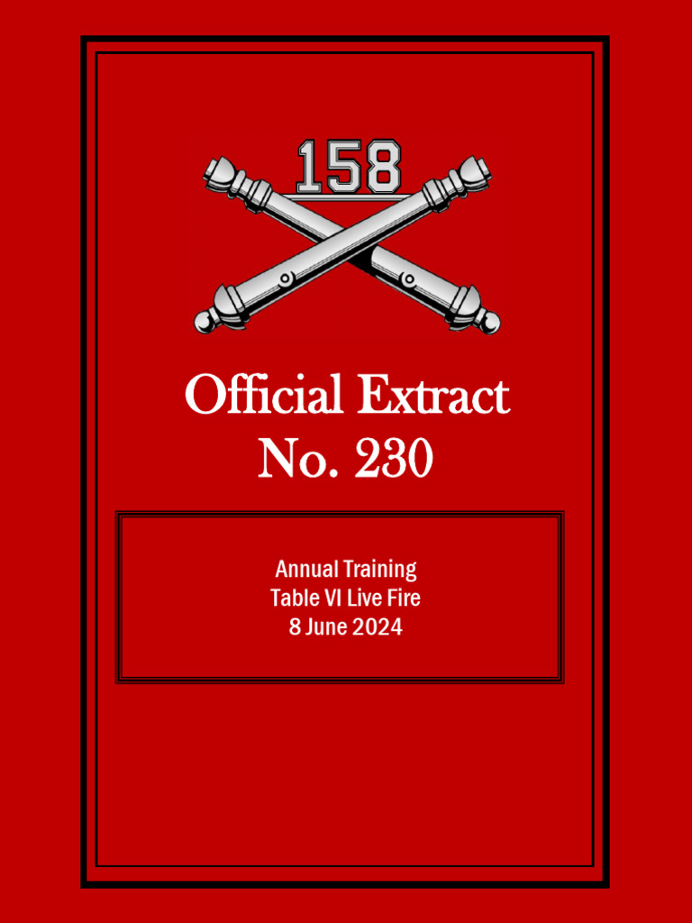 158th Field Artillery Official Extract No. 230 | PDF