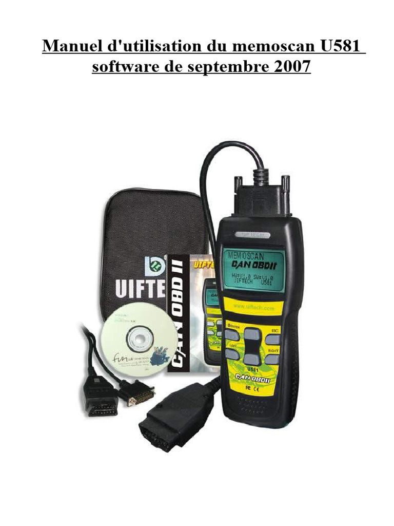 Manuel d'utilisation Memoscan U581 OBD2 | PDF | Vehicles | Technology & Engineering