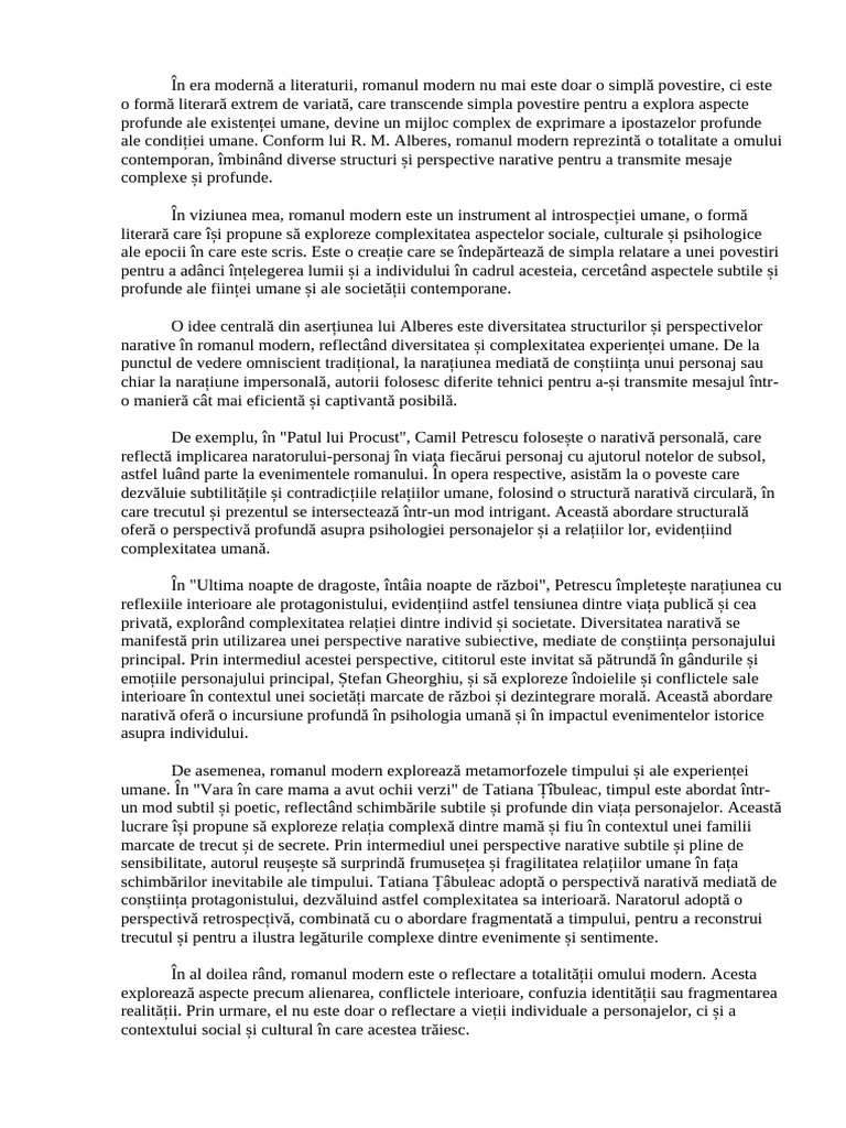 Romanul Modern | PDF