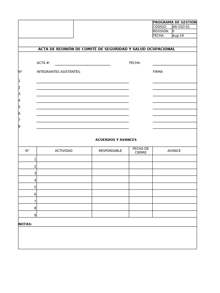 Copia de Acta de Reunion de Comité (Formato) | PDF