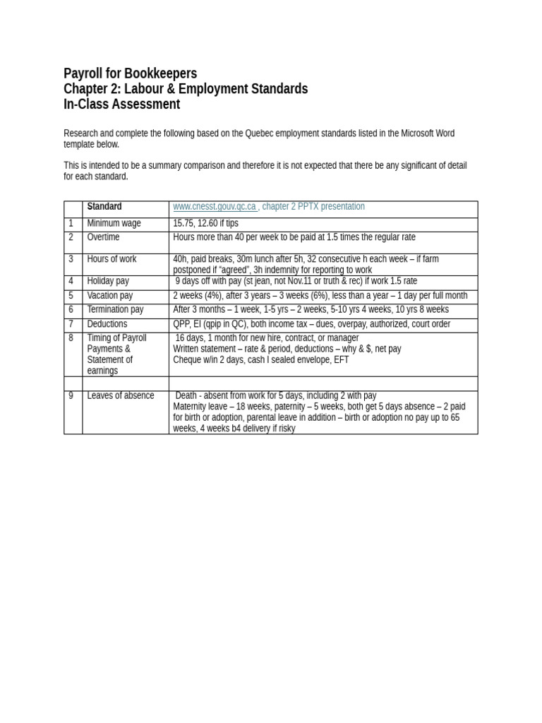 Chapter 2 In-Class Assessment | PDF