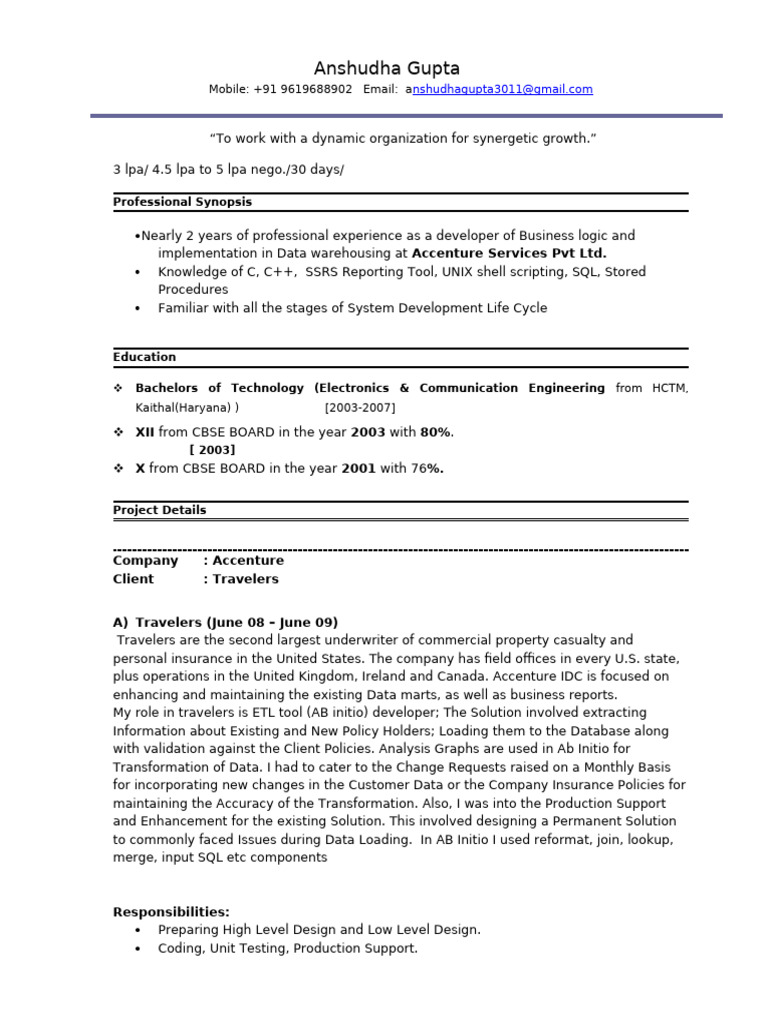 Profile -Anshu | PDF