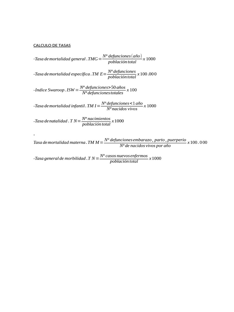 CALCULO DE TASAS | PDF