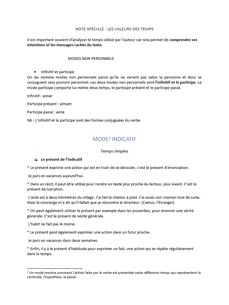 Analyse des temps verbaux en français | PDF | Artes del Lenguaje y ...