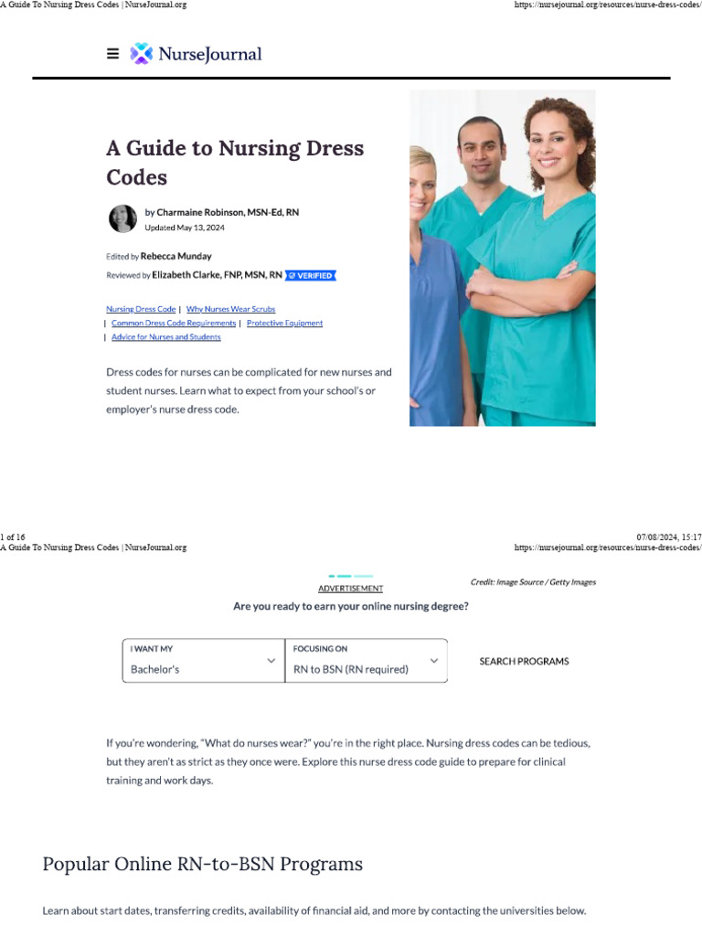 A Guide To Nursing Dress Codes | PDF