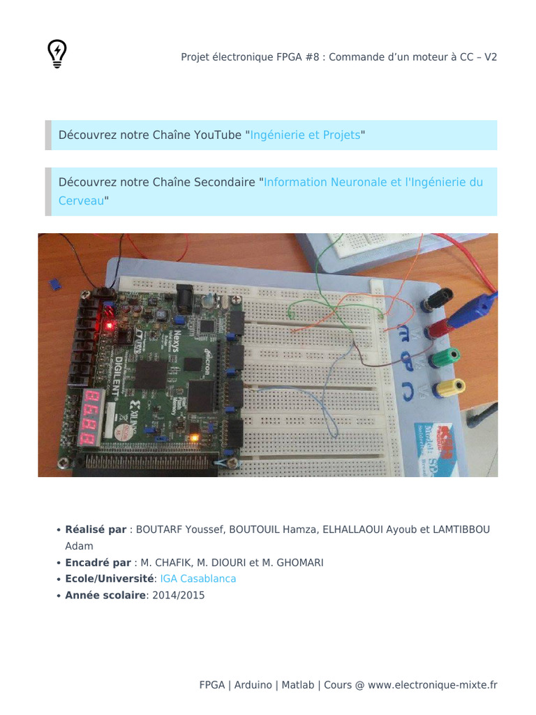 Projet électronique FPGA #8 _ Commande d’un moteur à CC – V2 | PDF