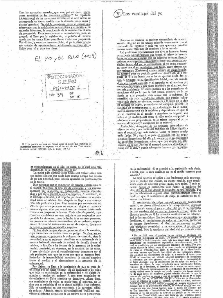 FREUD (1923) - El Yo y El Ello. Apartado 5 | PDF
