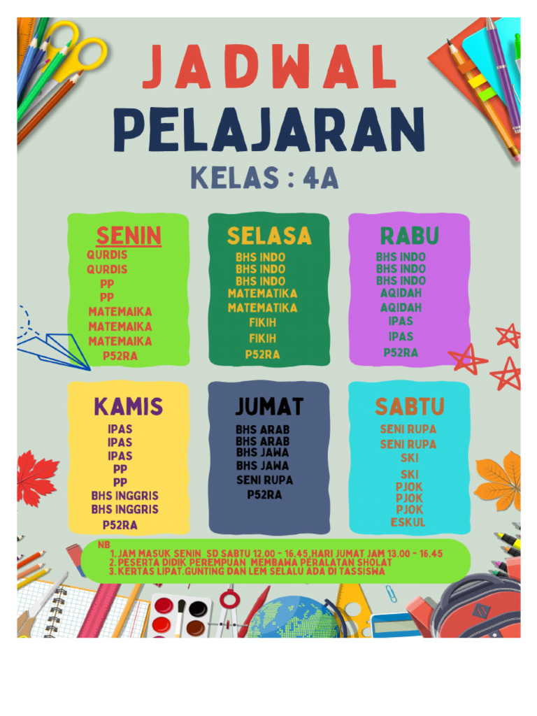 Jadwal 4a Word | PDF