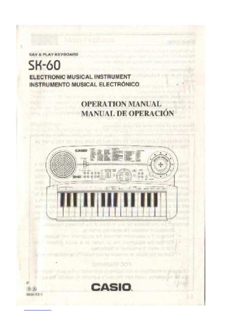 Casio SK60 Owners Manual | PDF