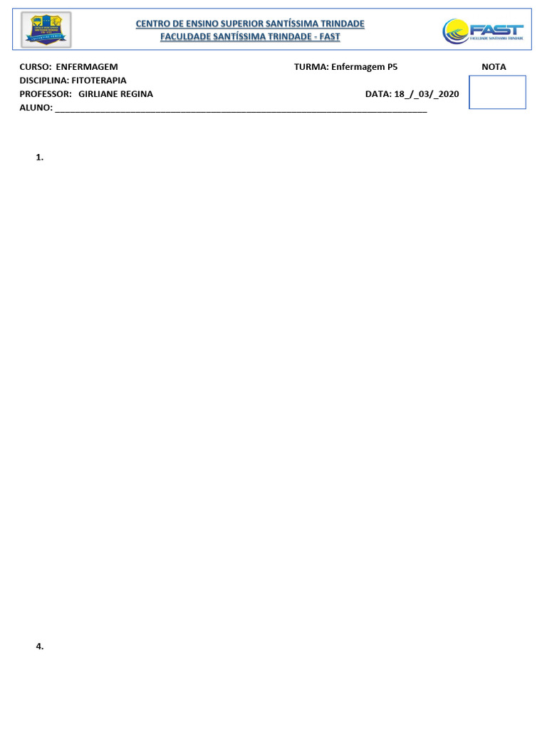 Atividade Fito Unidade 01 | PDF