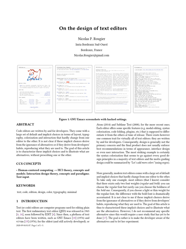 On The Design of Text Editors | PDF