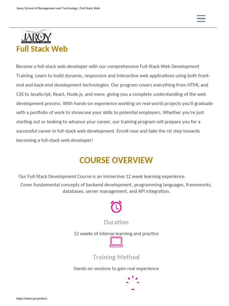 Devcent Full Stack Web Brochure | PDF