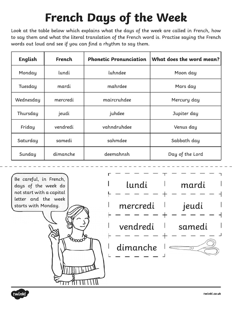 Days of The Week in French | PDF