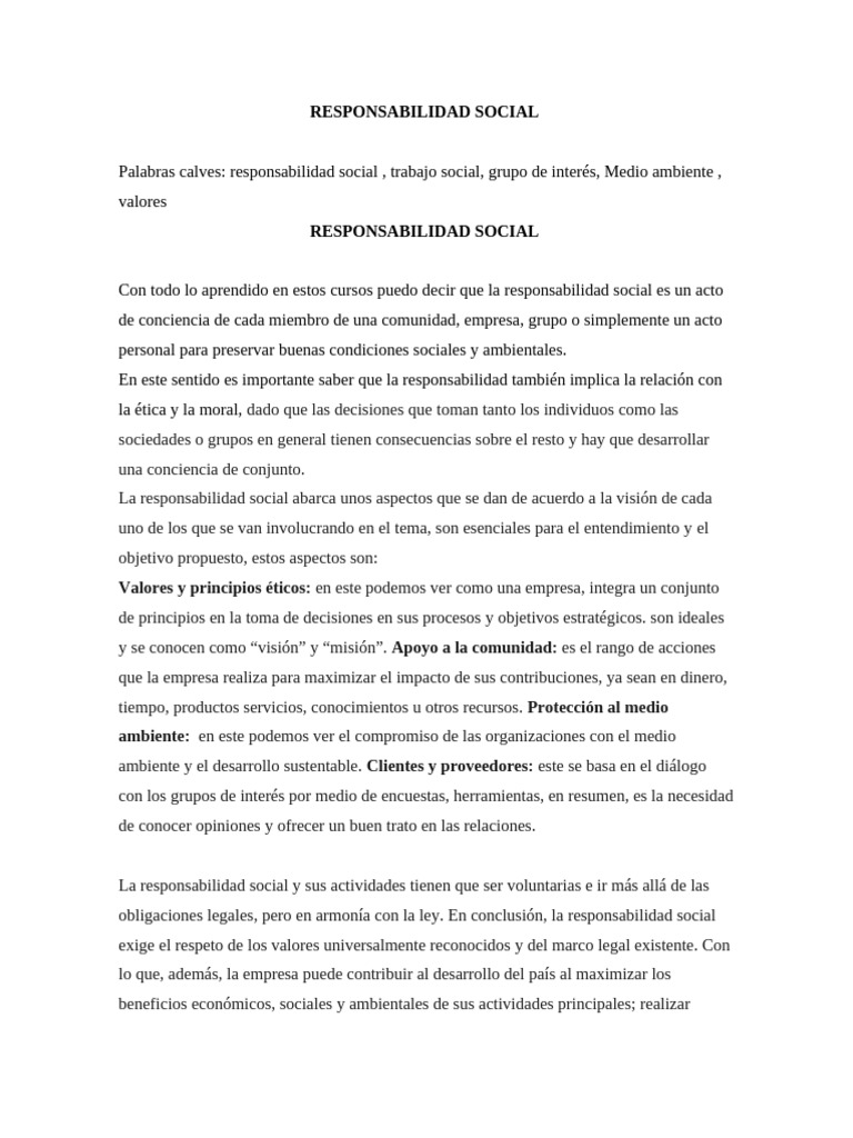 RESPONSABILIDAD SOCIAL | PDF