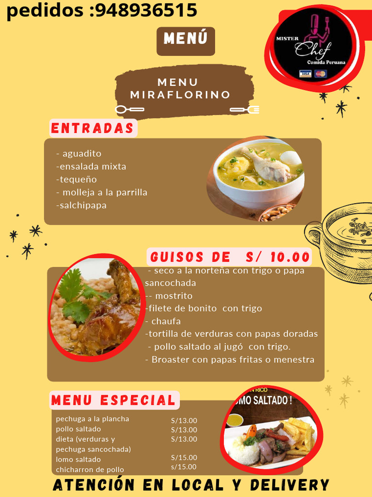 Menú Restaurante Tradicional Típico Rojo y Marrón - 20240323 - 091700 ...