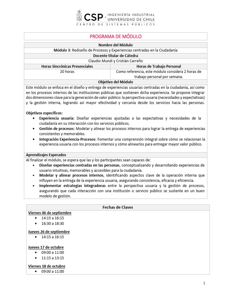 Syllabus M Dulo 3 Redise o de Procesos y Experiencias Centradas en La Ciudadan A | PDF