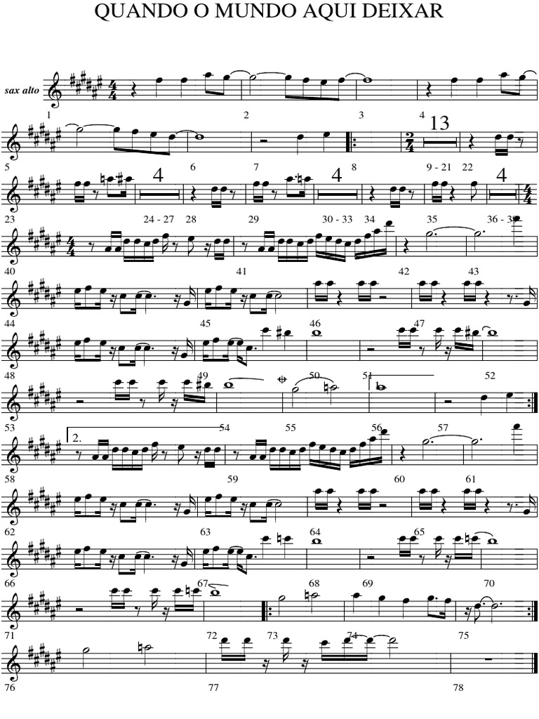 Quando o Mundo - Sax Alto | PDF
