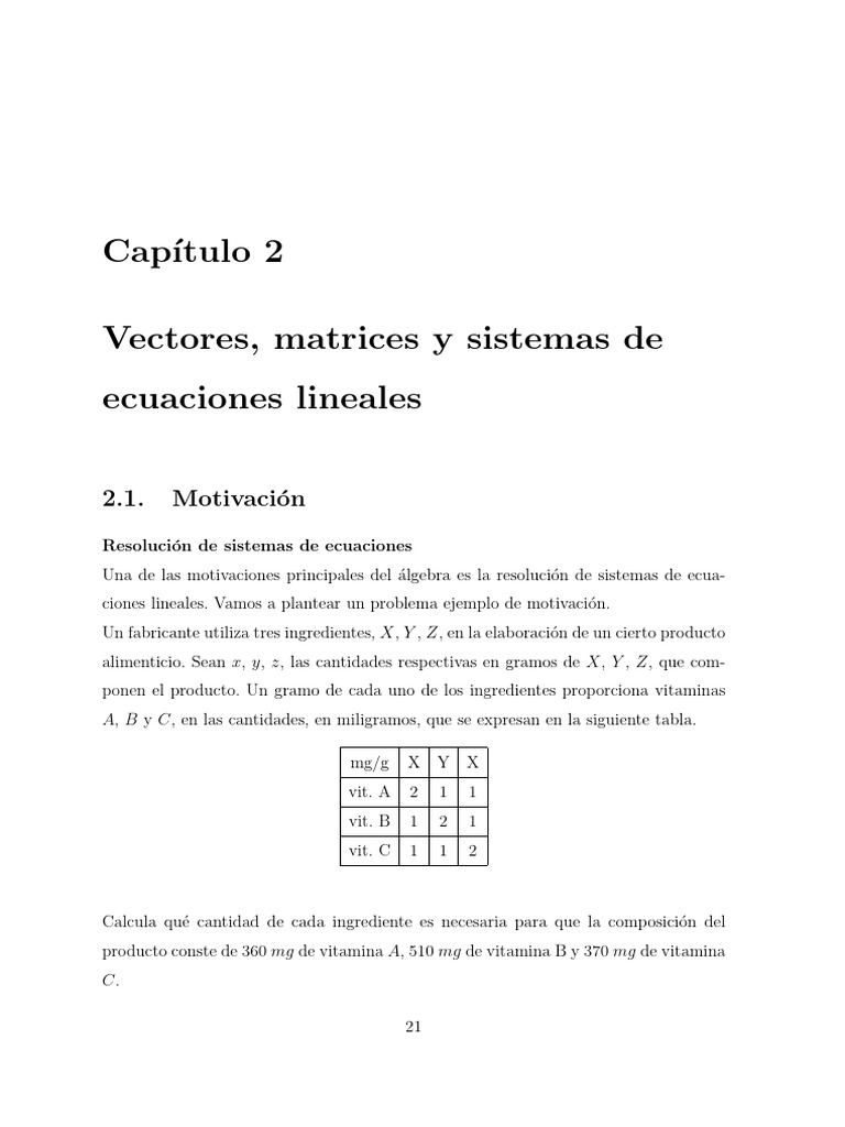 5 Tema 1 Vectores Matrices y Sistemas Libro | PDF
