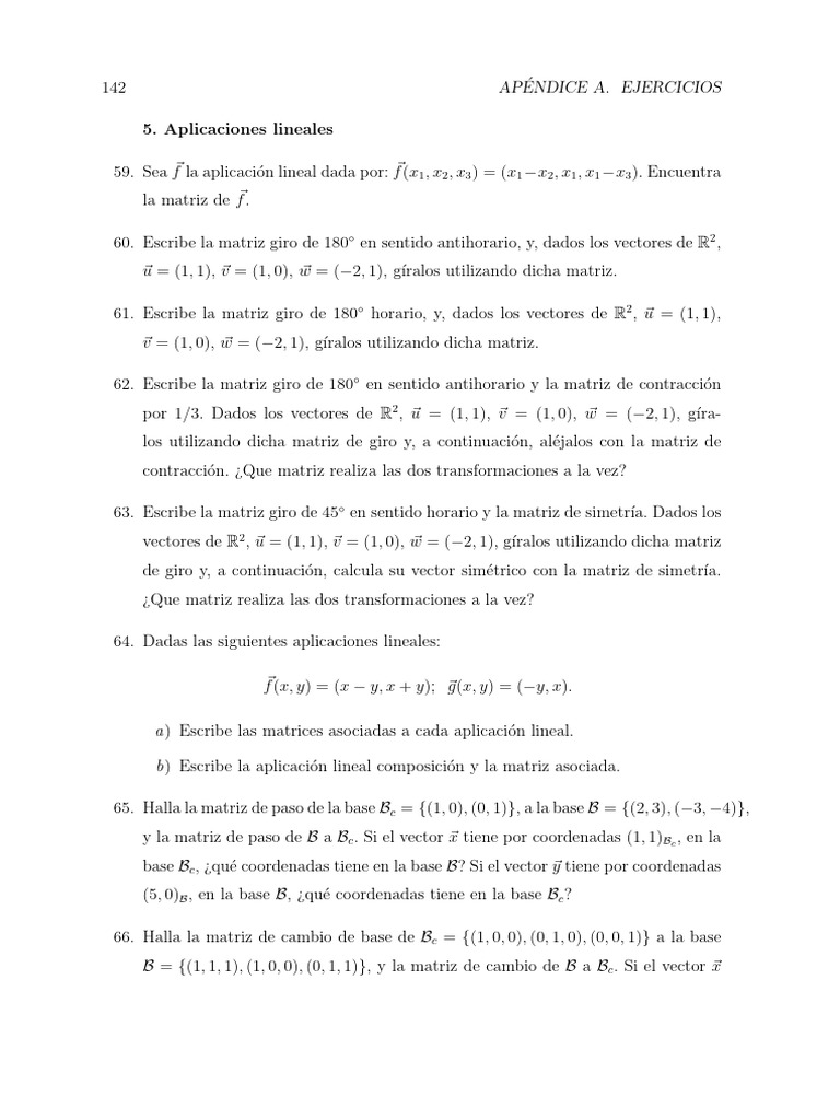 12 Tema 4 Ejercicios Aplicaciones Lineales Libro | PDF