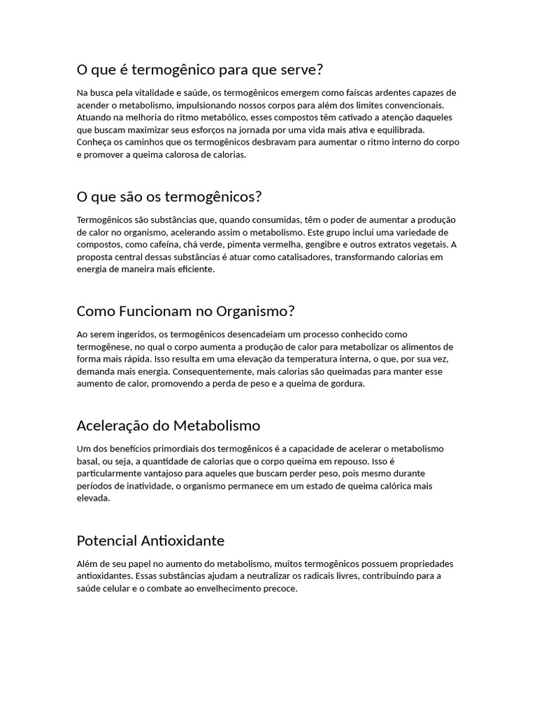 O Que É Termogênico para Que Serve | PDF