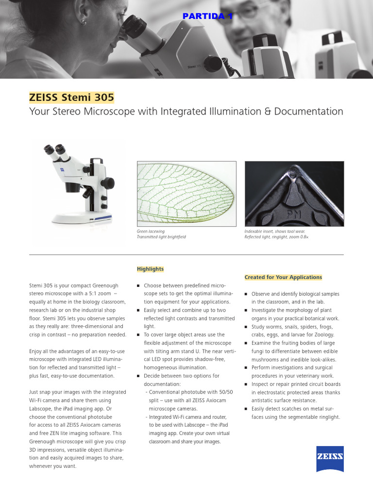Cat Pda 1 Stemi 305 Zeiss - Axiocam 208 | PDF