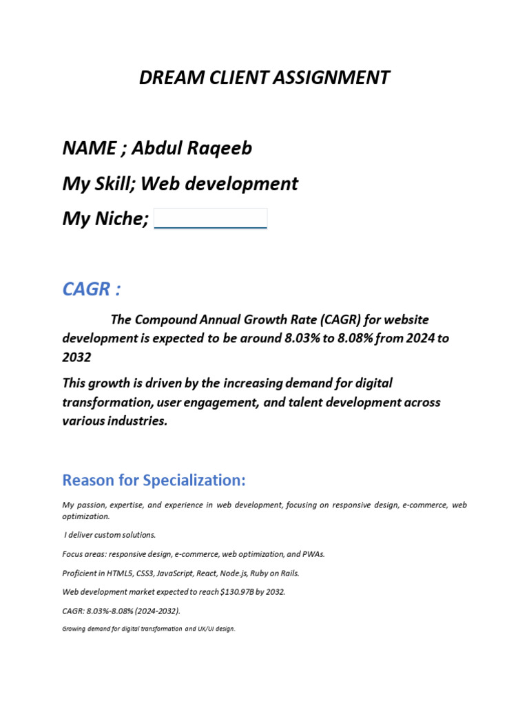 Dream Client Assignment | PDF
