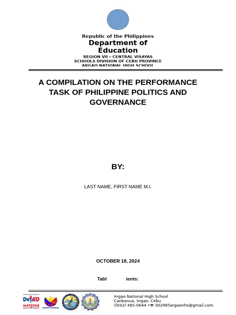 A Compilation On T.he Performance Task of Philippine Politics and Governance | PDF | Human ...