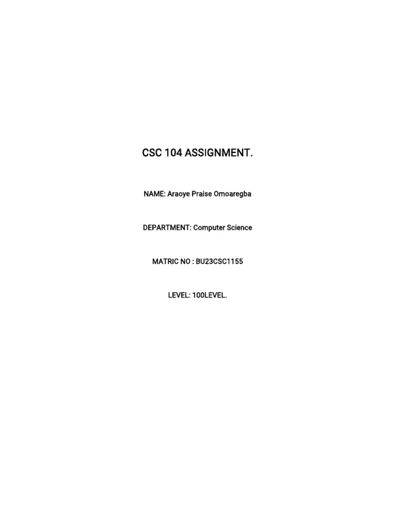 CSC 104 ASSIGNM-WPS Office | PDF | Class (Computer Programming) | Inheritance (Object Oriented ...