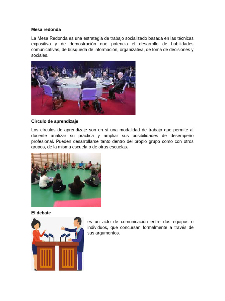 Mesa Redonda, Debate, Circulo de Aprendizaje... | PDF