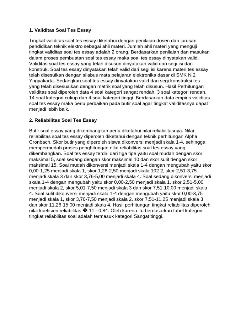 Validitas Soal Tes Essay | PDF