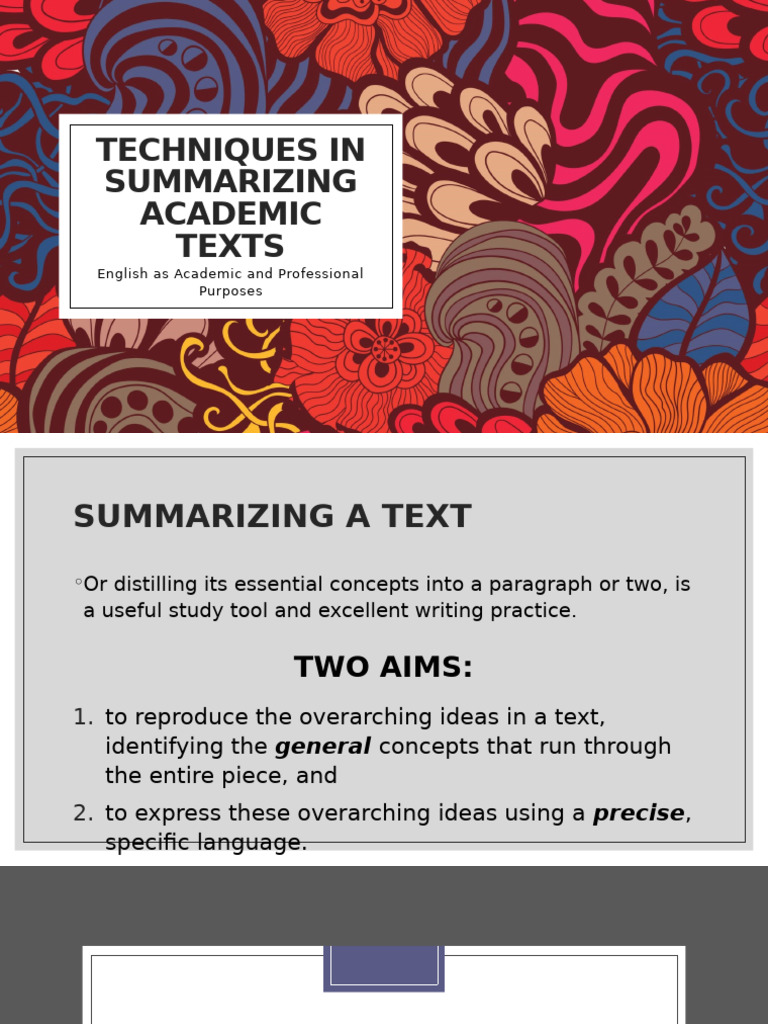 3 Techniques in Summarizing | PDF