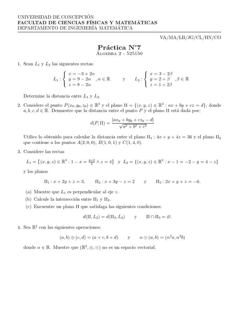 Practica 7 Álgebra 2 2024 2 | PDF