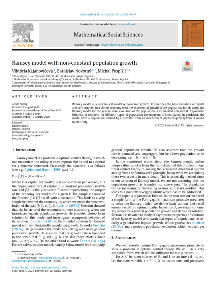Ramsay (Neoclassical Model) of Growth | PDF