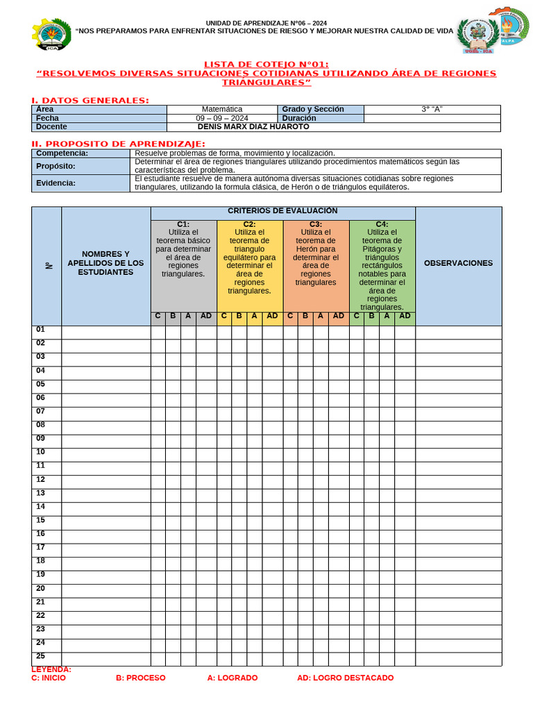 Lista de Cotejo 1-3ero-Ua6-2024 | PDF