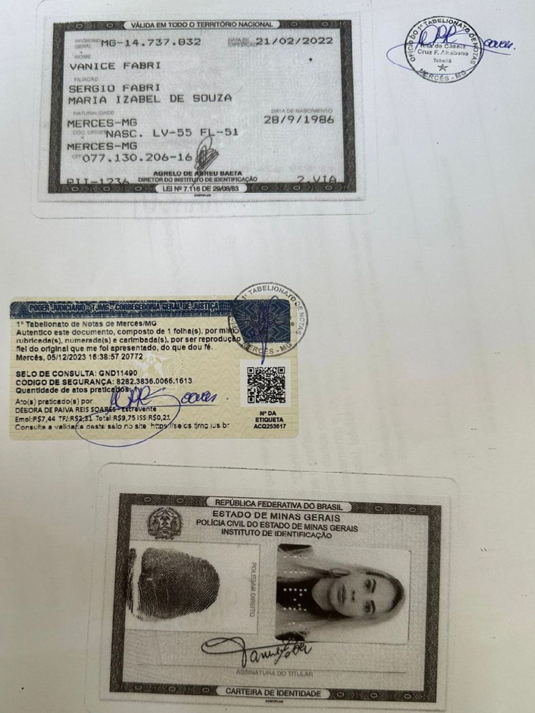 Documento Vanice Autenticado PDF Rg | PDF