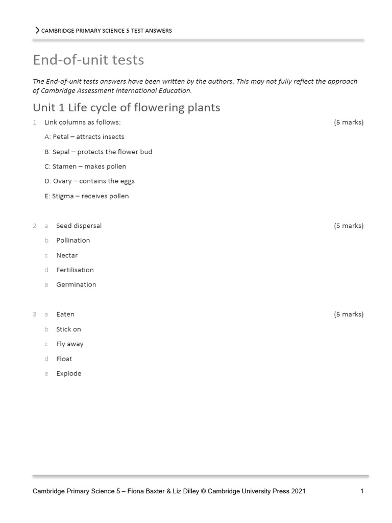 P Science 5 Test Answers | PDF