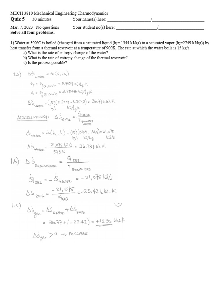 MECH 3810 Q 5 With Soln | PDF