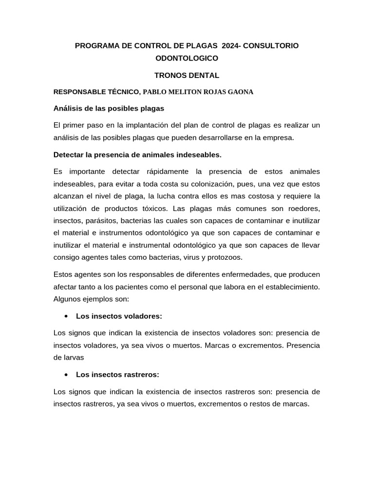 Programa de Control de Plagas 2024 | PDF