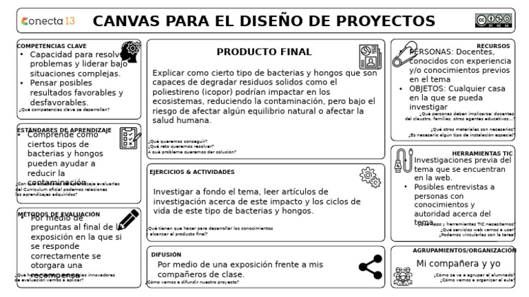 Canvas para El Diseño de Proyectos CONECTA 13 | PDF