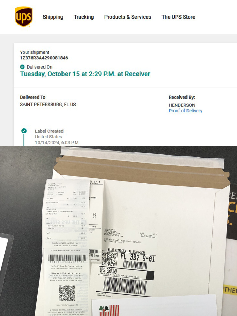 UPS Confirmed Signature Delivery of AFFIDAVIT OF TREASON BY CITY OF ...