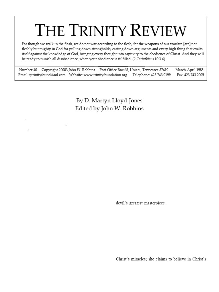 The Trinity Review Review 40 The Roman State Church | PDF