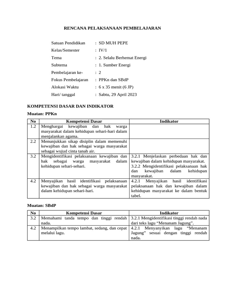 Revisian RPP 1 | PDF
