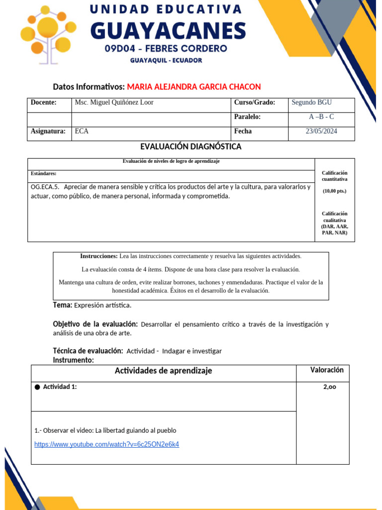 Prueba de Evaluación 2do Bgu | PDF