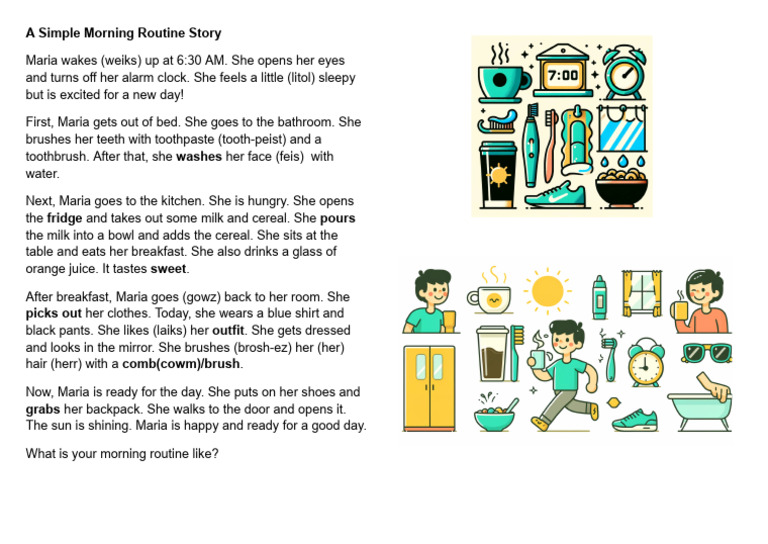 A Simple Morning Routine Story | PDF
