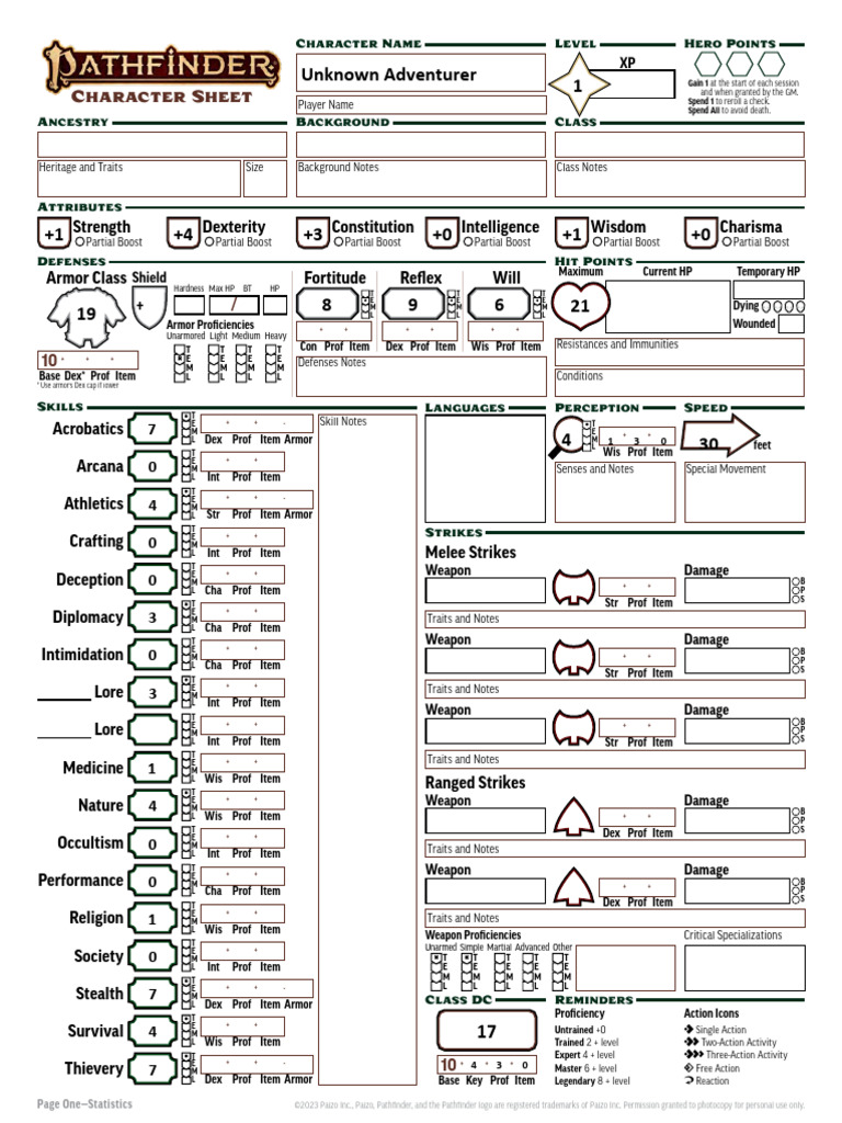 Charactersheet 5 | PDF